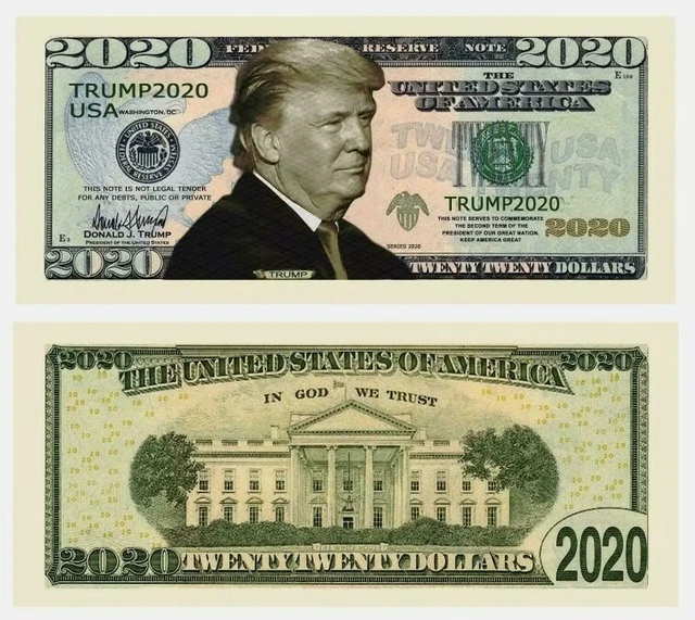BANKNOTE - USA Präsident Donald Trump 2020 - KOLORIERT - DOLLAR ...