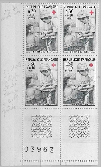 1966 BLOC DE 4 coin numéroté croix rouge N° 1509 neuf ** EUR 1,50 - PicClick FR