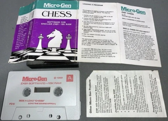 MICRO-GEN (MIKRO-GEN) CHESS - Sinclair ZX81 Cassette - SUPER RARE EARLY ...