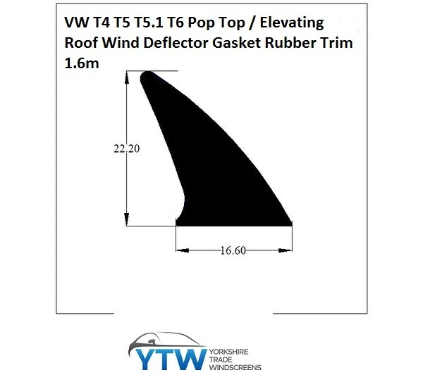 VW T4 T5 T5.1 T6 Pop Top / Elevating Roof Wind Deflector Gasket Rubber ...