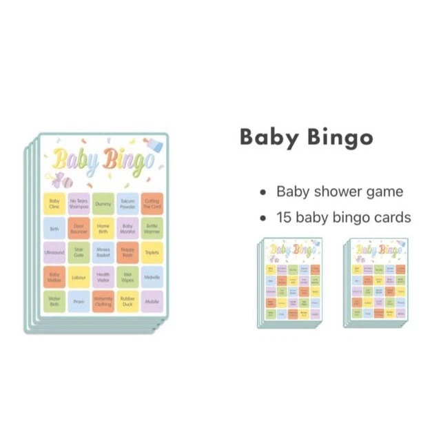 BABY SHOWER GAME - Baby Shower Baby Bingo Game. Baby Shower Party ...