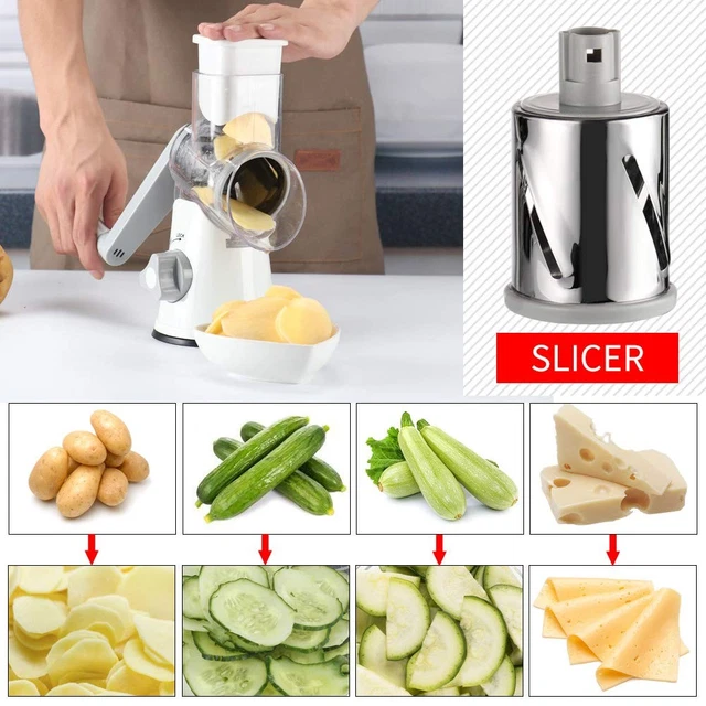 OUROKHOME CHEESE GRATER Rotary Shredder Kitchen Speed Mandolin Slicer 3 ...