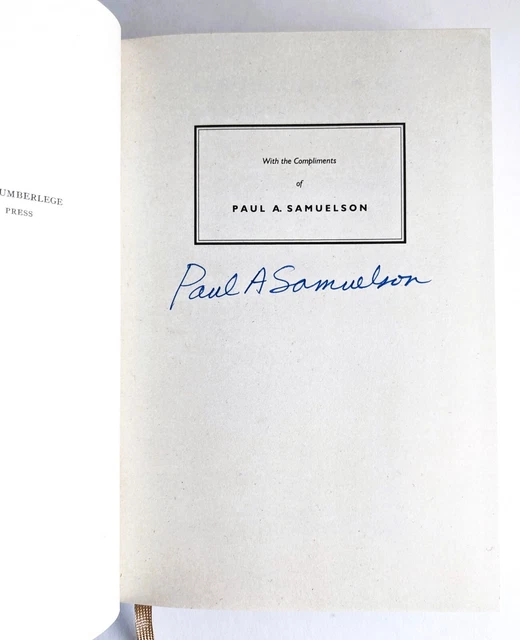 PAUL A. SAMUELSON **SIGNED** FOUNDATIONS OF ECONOMIC ANALYSIS Facsimile ...
