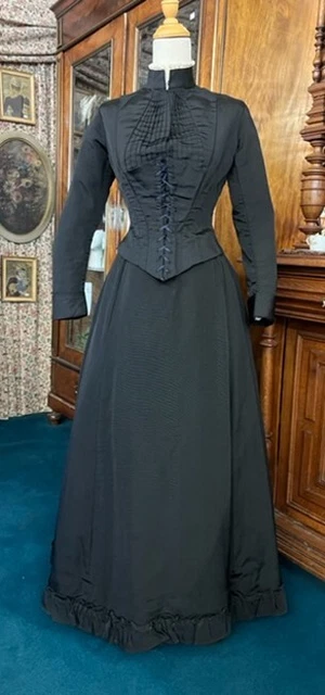 #24-093, 1880S BLACK Silk Faille Bustle Gown £210.55 - PicClick UK