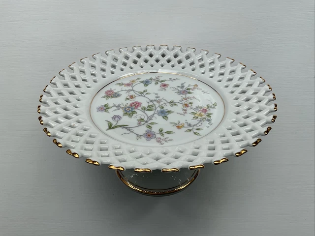 VINTAGE ST MICHAEL Imperial Porcelain 'Sweet Fleur' pedestal cake stand ...