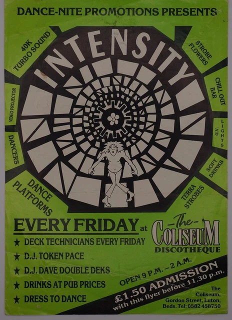 RAVE FLYER-INTENSITY AT the Coliseum Luton-1990's-Size A5-GC £3.99 ...