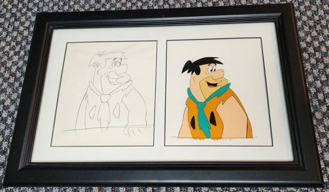 FLINTSTONES PRODUCTION ANIMATION Cel Of Fred With Production Drawing ...