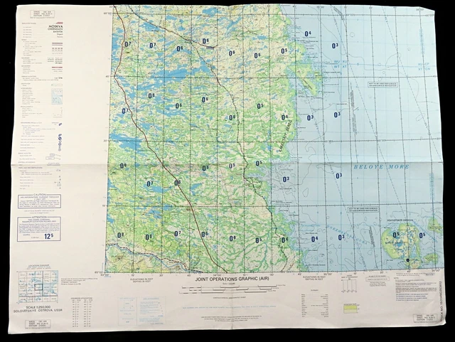 MILITARY MAP RUSSIA Solovetsky Islands Cold War Aeronautical Chart RAF ...