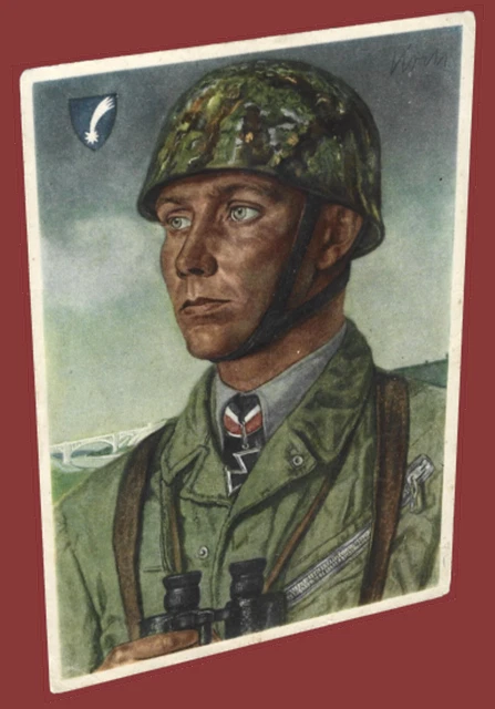 GERMAN WW2 THIRD Reich Artist Postcard Fallschirmjager Major Walter ...
