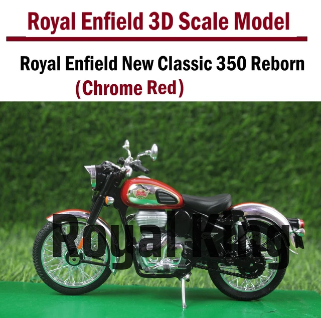 ROYAL ENFIELD NEW CLASSIC 350 ReBorn CHROME RED SCALE MODEL £70.44 ...