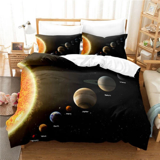PLANET SOLAR SYSTEM Universe Quilt Duvet Cover Set Kids Bedclothes ...