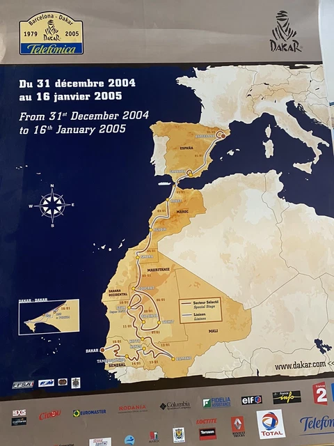 RARE POSTER FORMAT A0 Carte Officielle Rally Telefonica Dakar 2005 EUR ...
