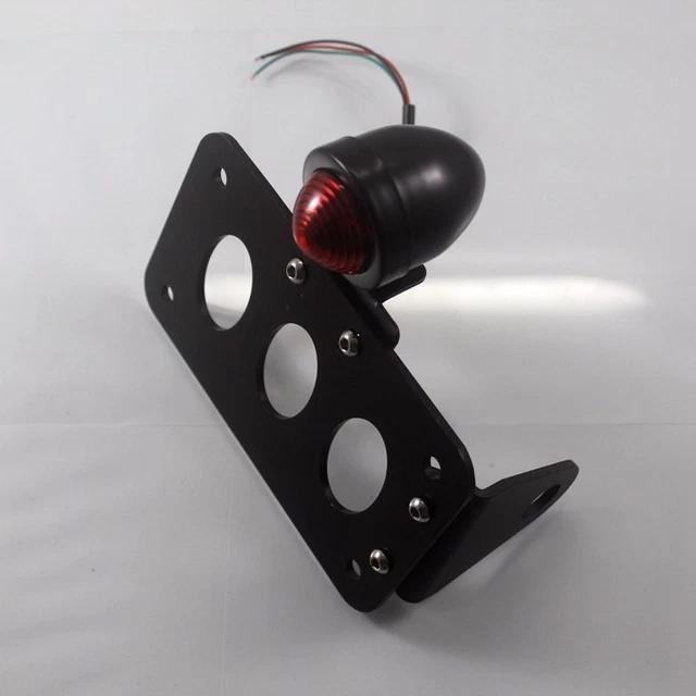 BLACK BULLET SIDE Mount License Plate Tail Light For Harly Cafe Victory ...