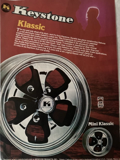 1977 KEYSTONE MAG Rims Klassic Wheels Mini Print Ad $11.99 - PicClick
