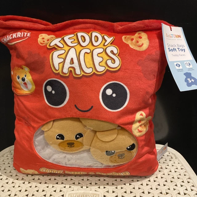 BNWT ALDI SNACKRITE Teddy Faces crisps snack soft toy plush Little Town ...