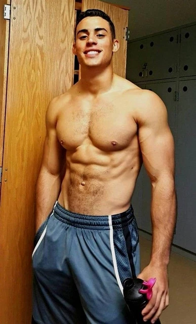 Shirtless Male Muscular Athletic Body Beefcake Frat Jock College Photo