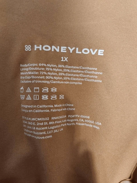 HONEYLOVE WOMENS LIFTWEAR Tank Sand Size 1x Wide Straps Wirefree ...