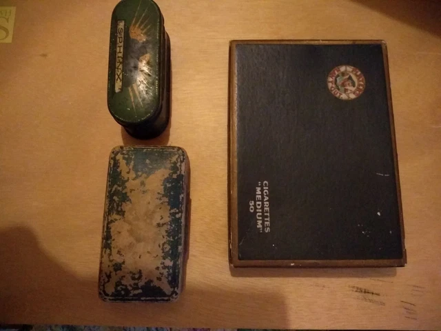 VINTAGE SPHINX PLUG tin, Players Navy Cut cigarette box, watch case ...