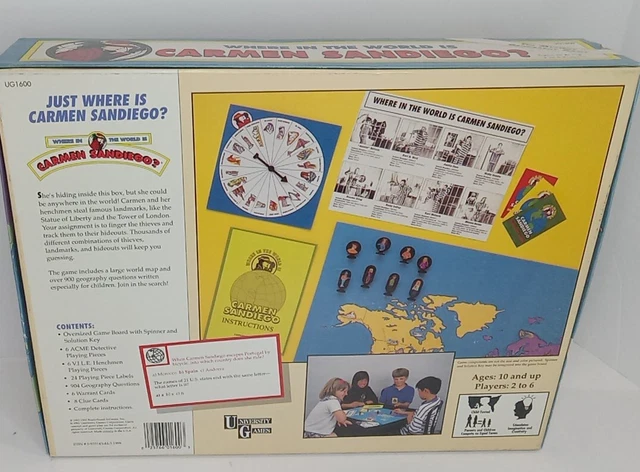 ¿DÓNDE EN EL mundo está Carmen Sandiego? Juego de mesa Geography 1992 ...