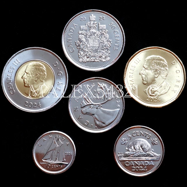 CANADA 2024 COMPLETE Coin Set 5 Cents To 2 Dollars Uncirculated (6 ...