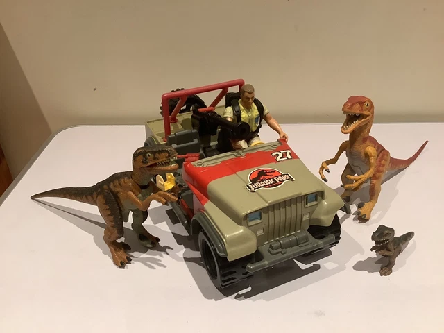 JURASSIC PARK 1993 Kenner Jeep Robert Muldoon Velociraptor Bundle £39. ...