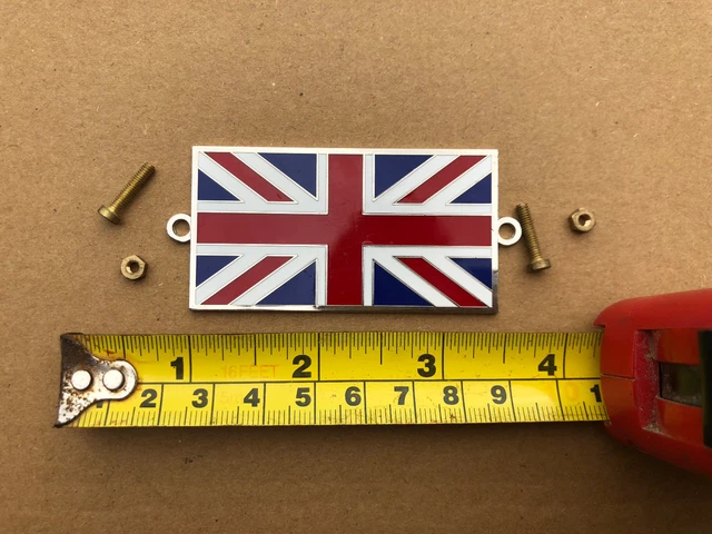 UNION JACK MÉTAL Émail Badge Emblème Auto Classique Vis Sur Antirouille ...