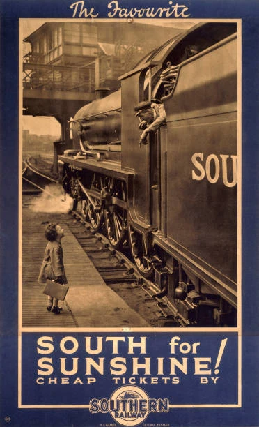 POSTER SOUTHERN RAILWAY, South For Sunshine 1927 OLD PHOTO EUR 6,72 ...