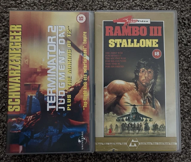 ACTION VHS BUNDLE Terminator 2 + Rambo III Stallone, Schwarzenegger ...