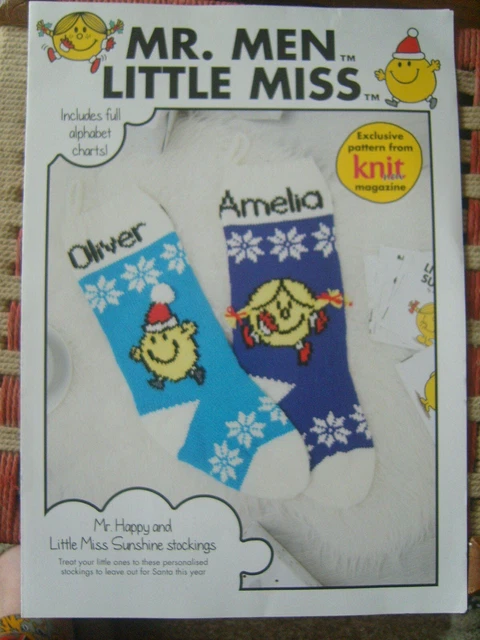 RARE COLLECTABLE KNITTING Pattern ~ Little Miss & Mr Men Stockings ...
