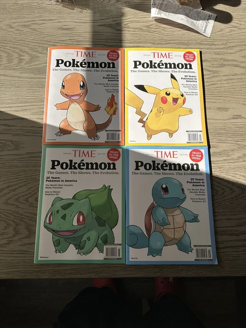 POKEMON TIME MAGAZINE Complete Set Of 4 Pikachu Squirtle Charmander ...