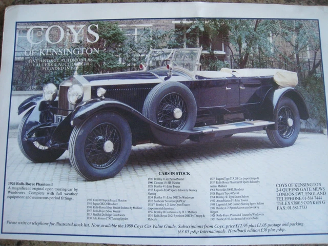 COYS OF KENSINGTON Fine Historic Rolls Royce Phantom Image Approx Size ...
