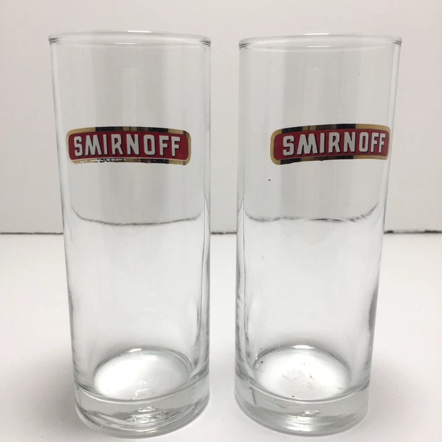 SMIRNOFF VODKA PAIR of Glass Slim Cocktail Glass Collectable Breweriana ...