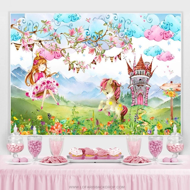 CARTOON HORSE FLORAL Birthday Party Backdrop For Girl $35.97 - PicClick AU
