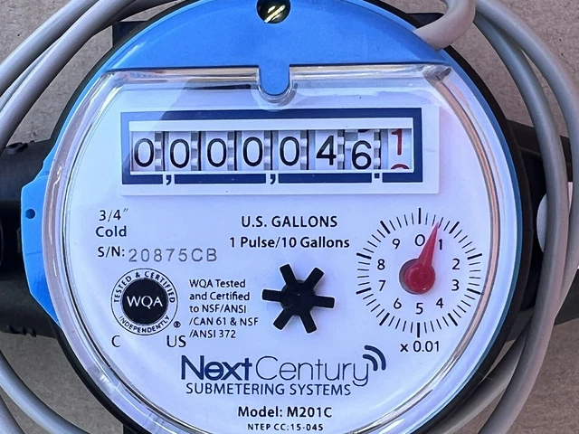 NEXT CENTURY M201C Polymer Cold Water Meter (USG 10 Gallon 1 Pulse ...