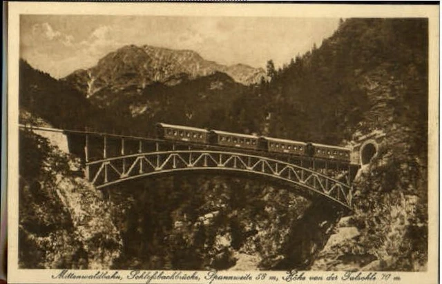 40201511 MITTENWALD BAYERN Mittenwald Mittenwaldbahn Schlossbachbruecke ...