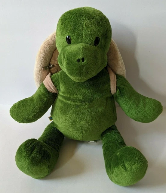 BUILD A BEAR Green Trekkin 16" Turtle Plush Removable Shell Zippered ...