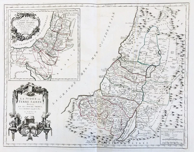 HOLY COUNTRY ISRAEL Palestine Map Card Santini Copperplate Engraving ...