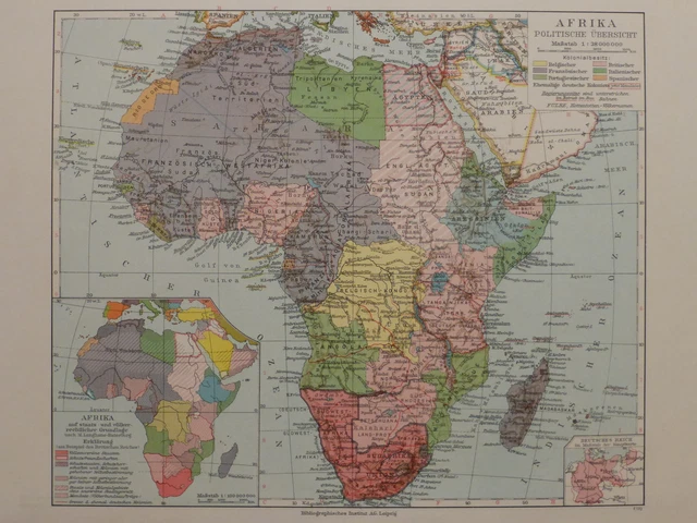 MAP OF AFRICA - Political Overview, from 1935 Bible. Institut AG £8.46 ...