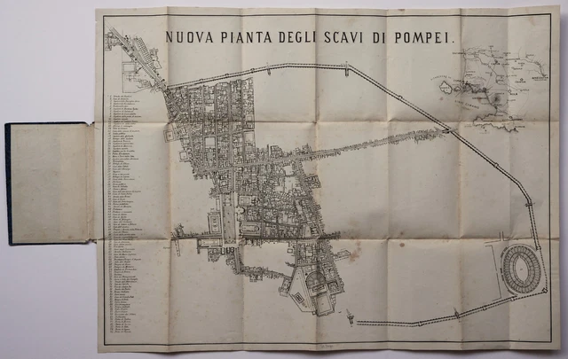ANTIQUE MAP &NUOVA Pianta Degli Scavi di Pompei" (Italy) V. Steeger ...