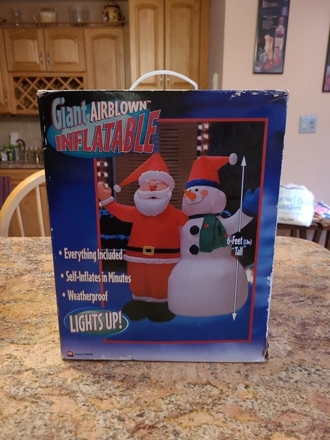 GEMMY AIRBLOWN INFLATABLE 6’ Santa Claus with Snowman NEW OPEN BOX 2003 ...