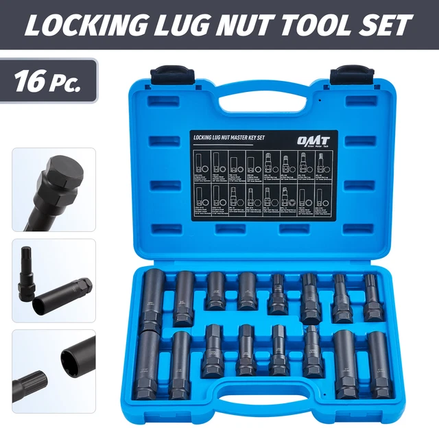 16 PCS LOCKING Lug Nut Master Key Set Wheel Lock Tire Lug Removal SKT ...