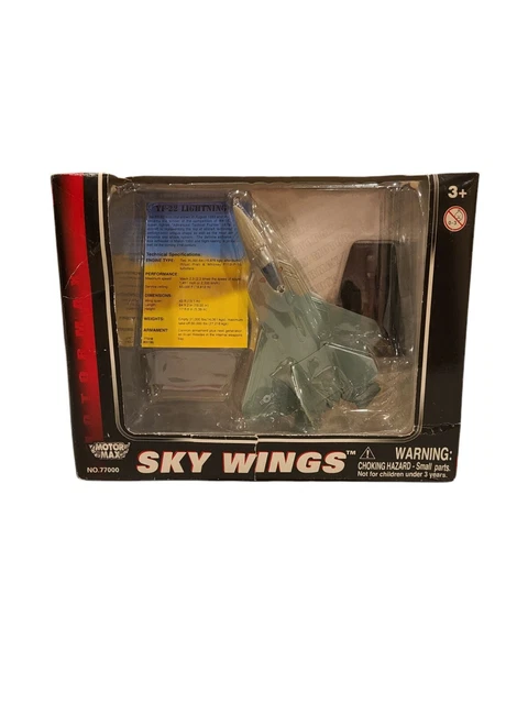 MOTOR MAXX SKY Wings YF-22 Fighter Jet Die Cast Replica w Stand ...