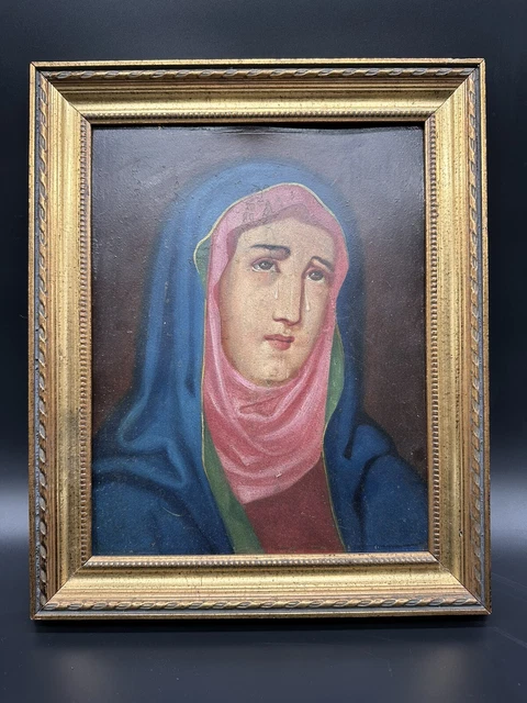 ALTES MARIA BILD auf Blech gemalt Gemälde Heilige Maria 1866 EUR 9,99 ...