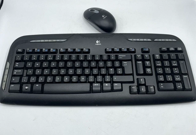 LOGITECH CORDLESS DESKTOP EX110 Keyboard and Optical Mouse USB Untested ...