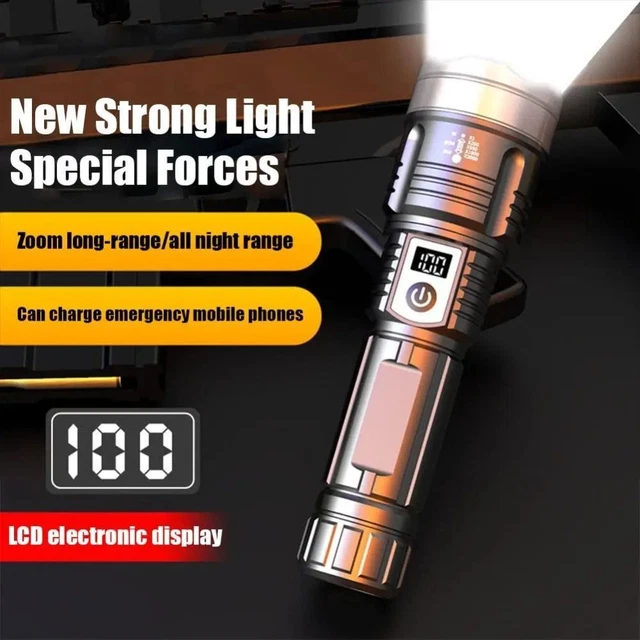 SUPER BRIGHT LONG-RANGE Searchlight White Light LED Led Flashlight ...