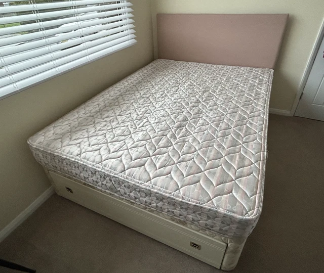 SLUMBERLAND DOUBLE DIVAN Bed with Storage Drawer, Headboard & Matress ...
