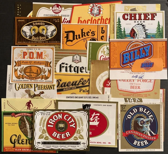 VINTAGE TO COLLECTIBLE Lot of 25 Beer Labels Mixed Brands 1960s- 1970s ...