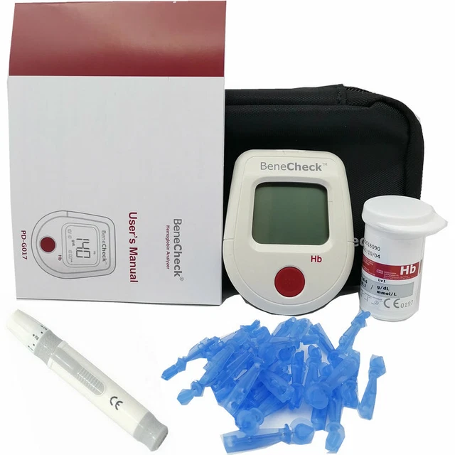 HB HEMOGLOBIN METER Hemoglobin Test Meter Kit Analyzer Anemia Monitor ...