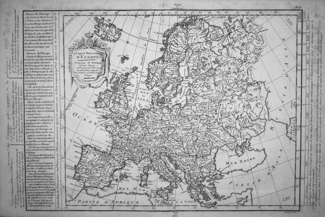 EUROPA EUROPE CONTINENT Kontinent Philippe Pretot Karte map Kupferstich ...