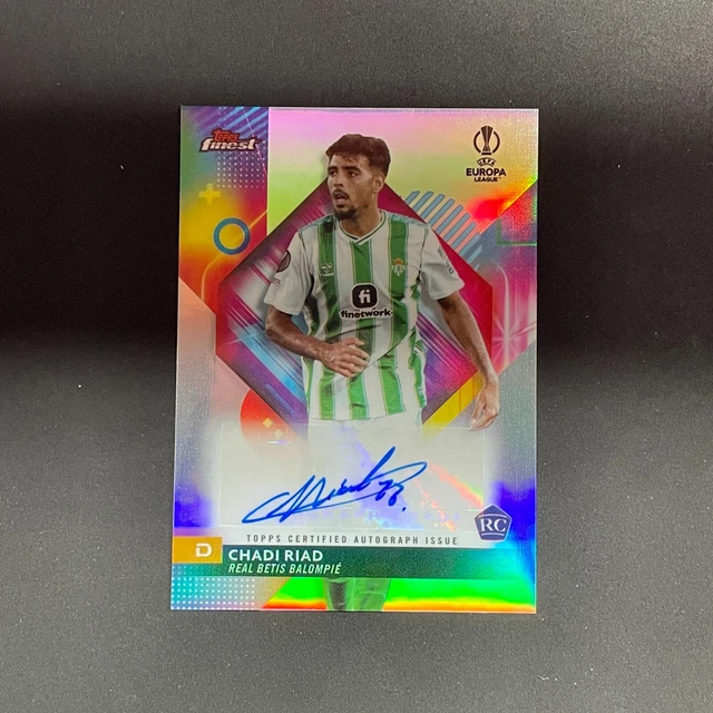 2023-24 TOPPS FINEST UCL Chadi Riad recrue auto argent réfracteur RC #A ...